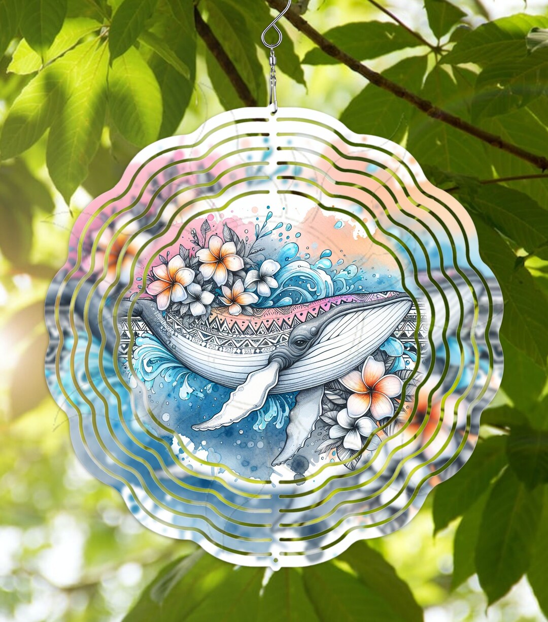 Whale Wind Spinner: 3D Metal Garden Decor, UV Coated, 10 Inch - Etsy