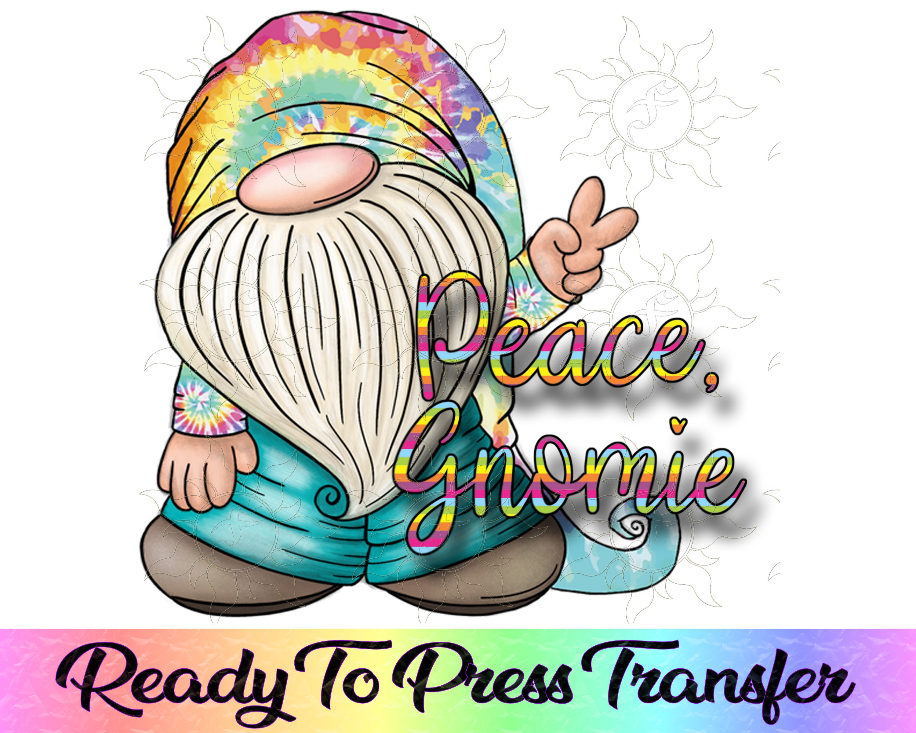 Peace Gnomie Tie Dye Gnome Cute Spring Summer Gnomes Ready to - Etsy