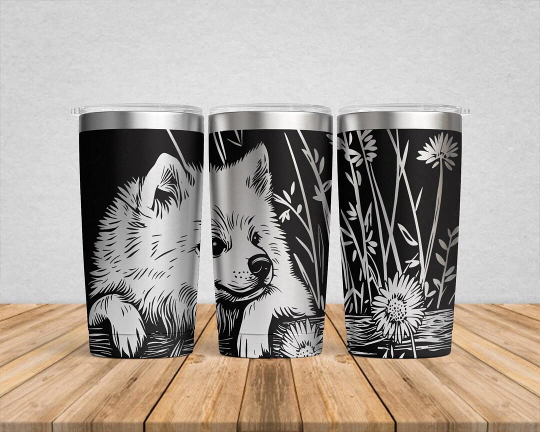 Cottage Dogs Japanese Spitz Laser Engraved 20oz Stainless Steel Tumbler ...