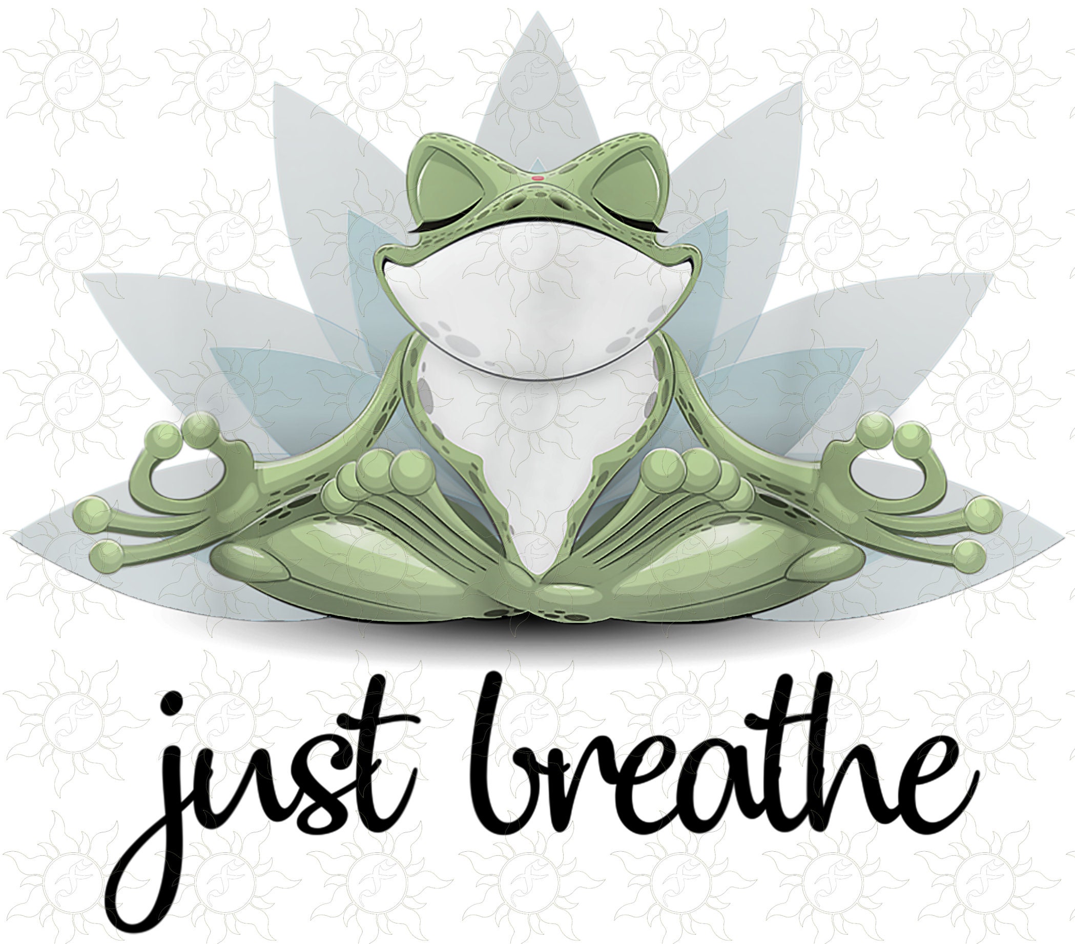 Drawing & Illustration Art & Collectibles Just Breathe Meditating Frog ...