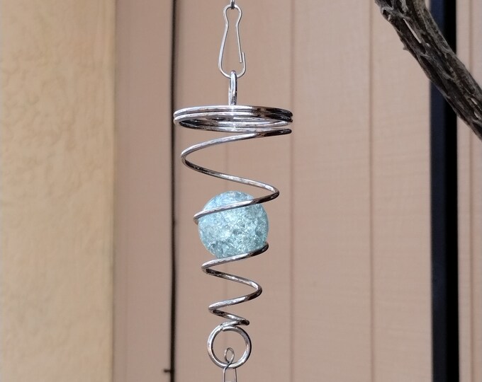 Wind Spinner Spinners Chimes Clear Cracked Glass Ball Spiral Tail Wind ...