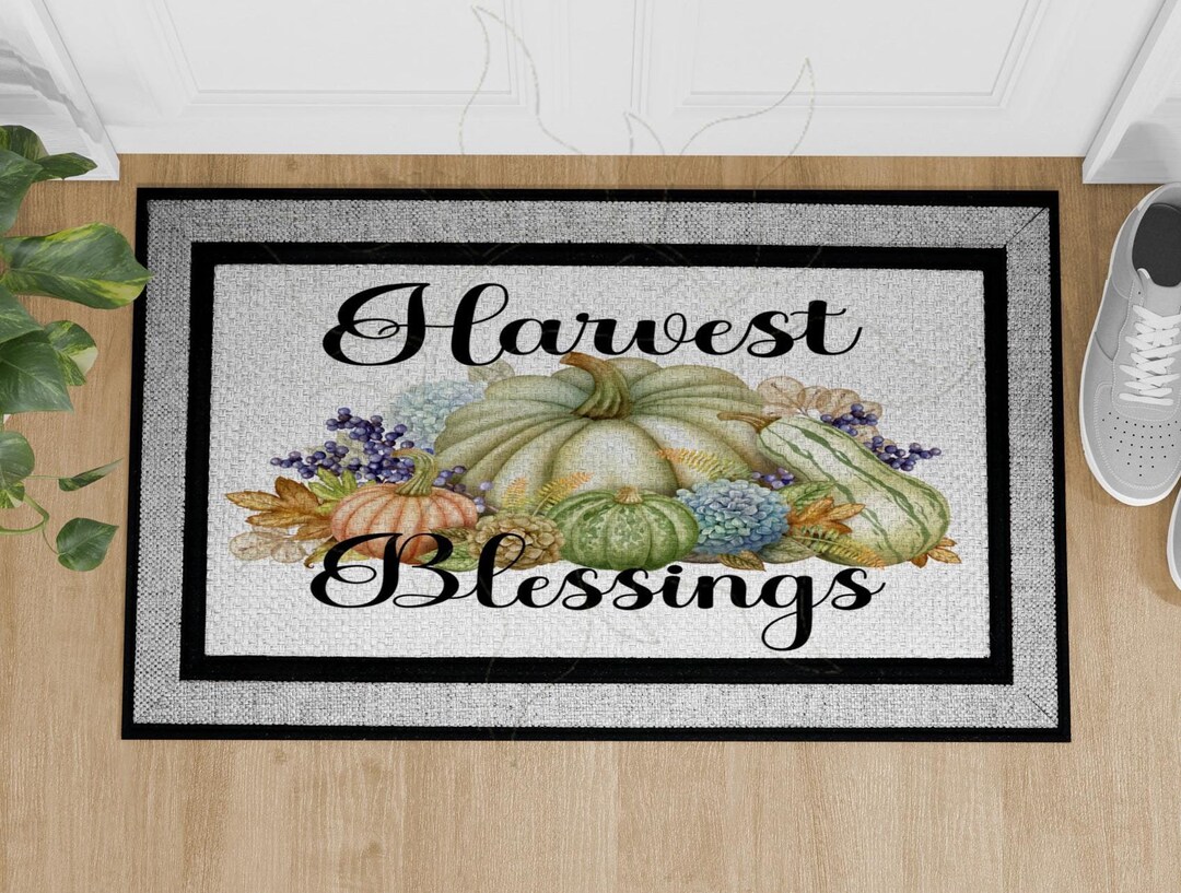 Doormat Harvest Blessings Pumpkins Fall Autumn Welcome Mat Heavy Duty ...
