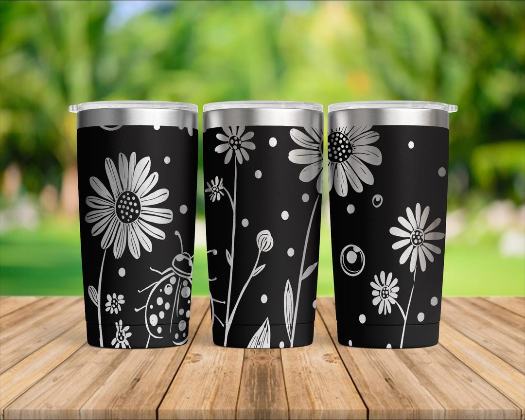 Ladybug Florals Laser Engraved 20oz Stainless Steel Tumbler - Etsy