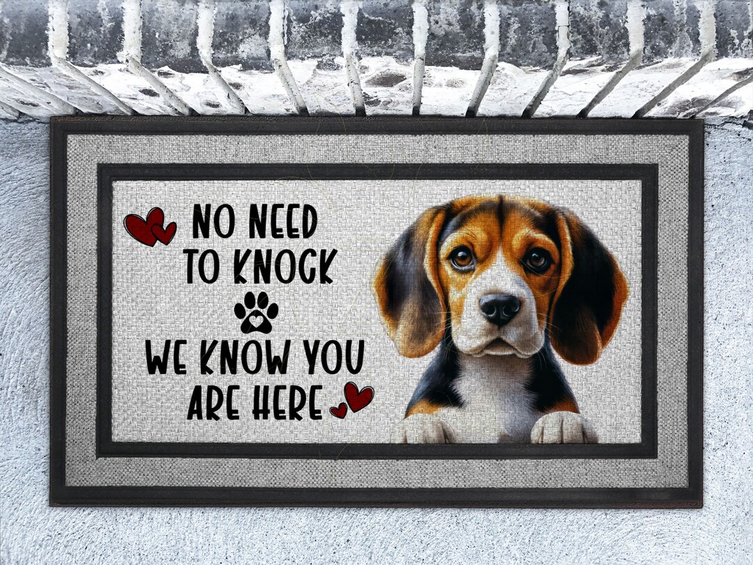 Beagle Doormat Dog No Need to Knock Welcome Mat Heavy Duty Rubber ...
