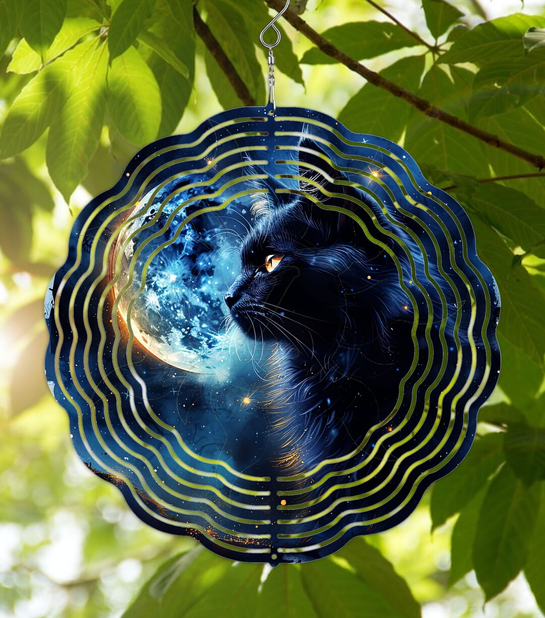 Black Cat Wind Spinner: 3D Metal Garden Decor, Weatherproof - Etsy