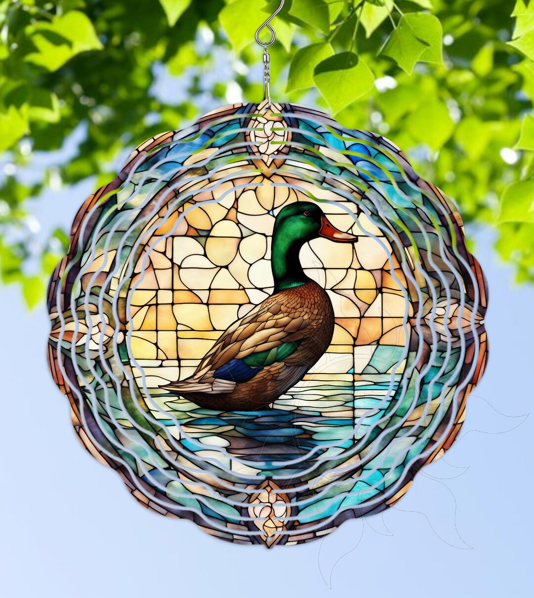 Wind Spinner Stained Glass Look Colorful Duck Mallard Pretty - Etsy