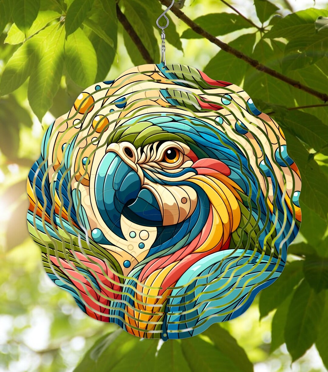 Parrot Wind Spinner: 3D Metal, Colorful Garden Decor (10 Inch) - Etsy