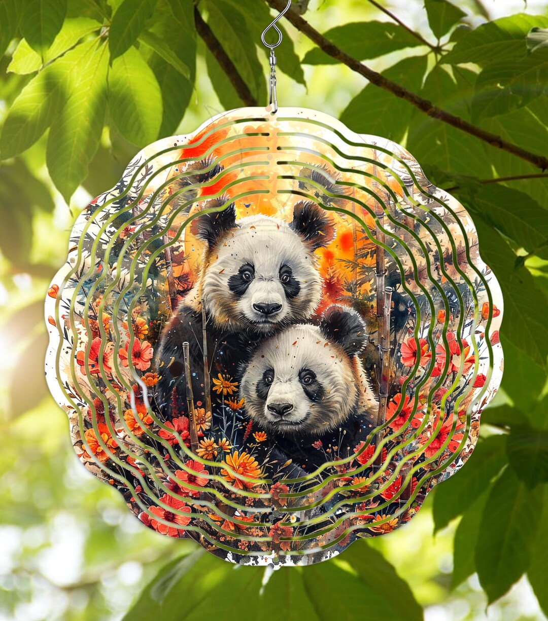 Autumn Panda Bear Wind Spinner, Panda Wind Spinner, Garden Spinner ...