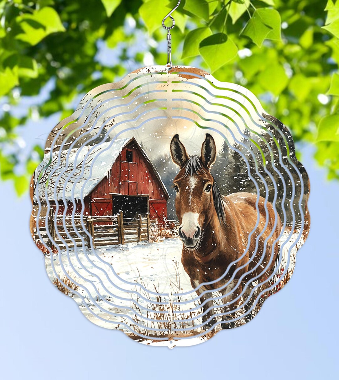 Mule, Wind Spinner, Winter, Farm, Metal, Hanging, Inside, Outside ...