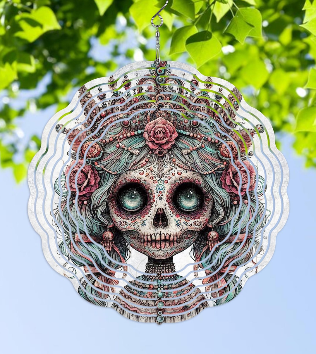 Zombie Girl Wind Spinner Creepy Doll 3D Metal Garden Yard Patio Hanging ...