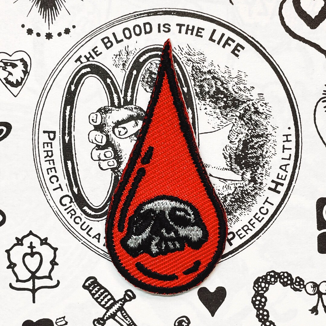 Give Blood Embroidered Mini Patch Blood Skull Micro Patch - Etsy