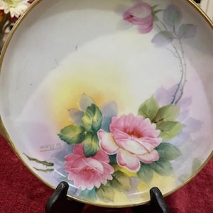 Nippon Hand-painted Rose Plate - Etsy