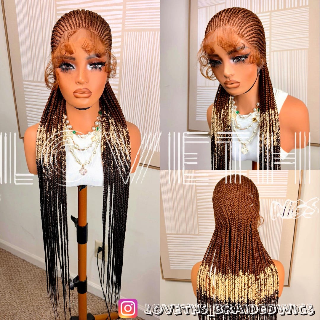 Ships Next Day (2-3 Days Mail) Full Lace Knotless Braided Wigs, Cornrow ...
