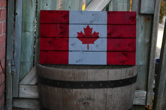 Rustic Canadian Flag Wood Sign | Etsy