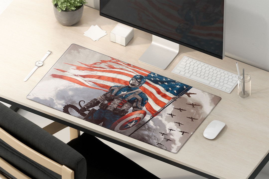 Captain America Desk Mat Captain America Mouse Pad Captain - Etsy