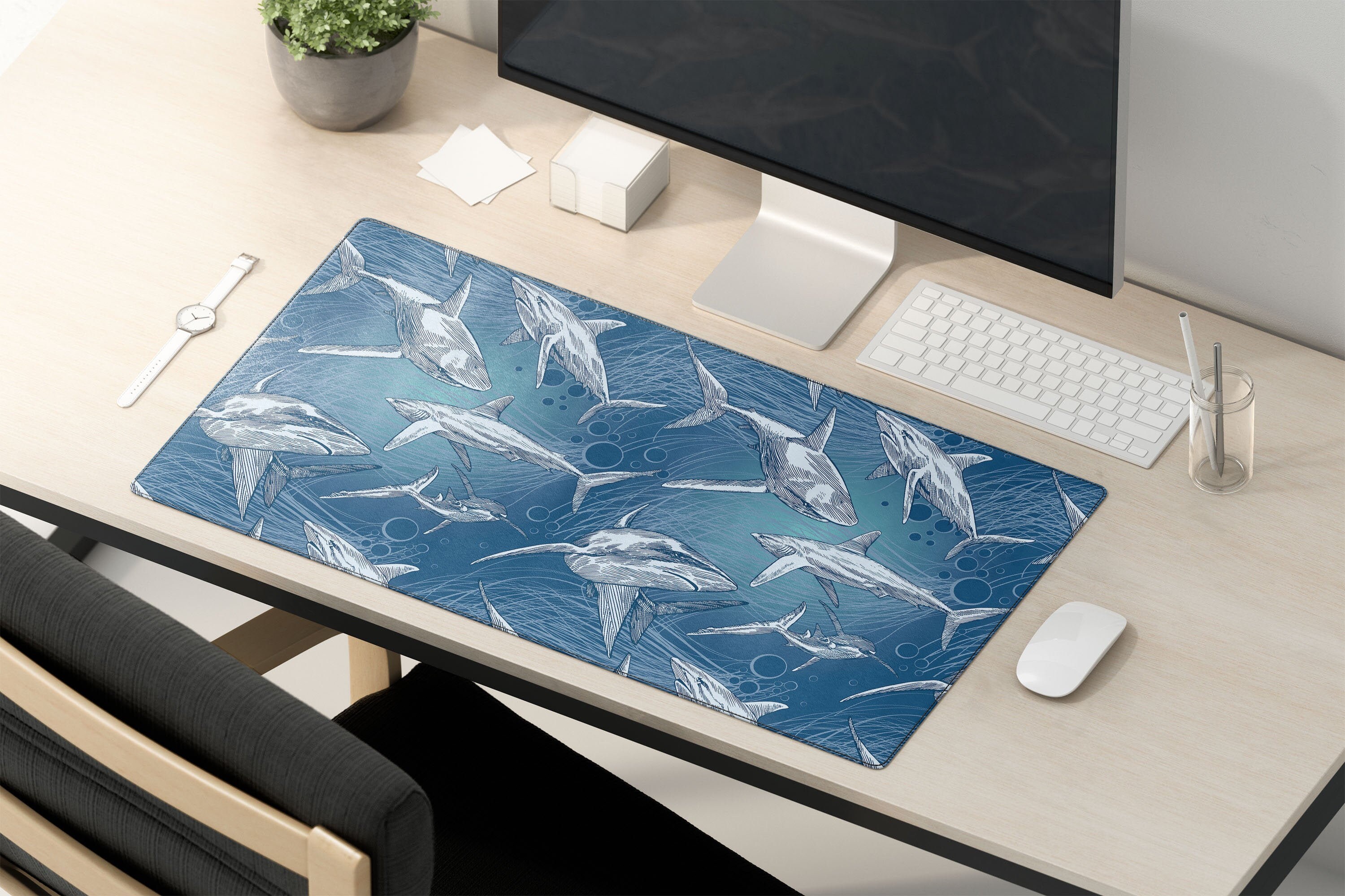 Cute Shark Pattern Desk Pad Shark Cute Mouse Pad Shark | Etsy
