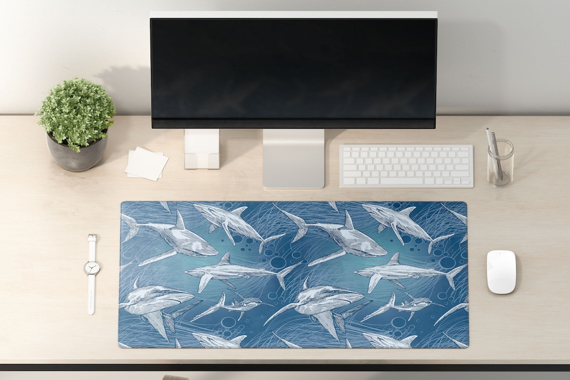 Cute Shark Pattern Desk Pad Shark Cute Mouse Pad Shark - Etsy