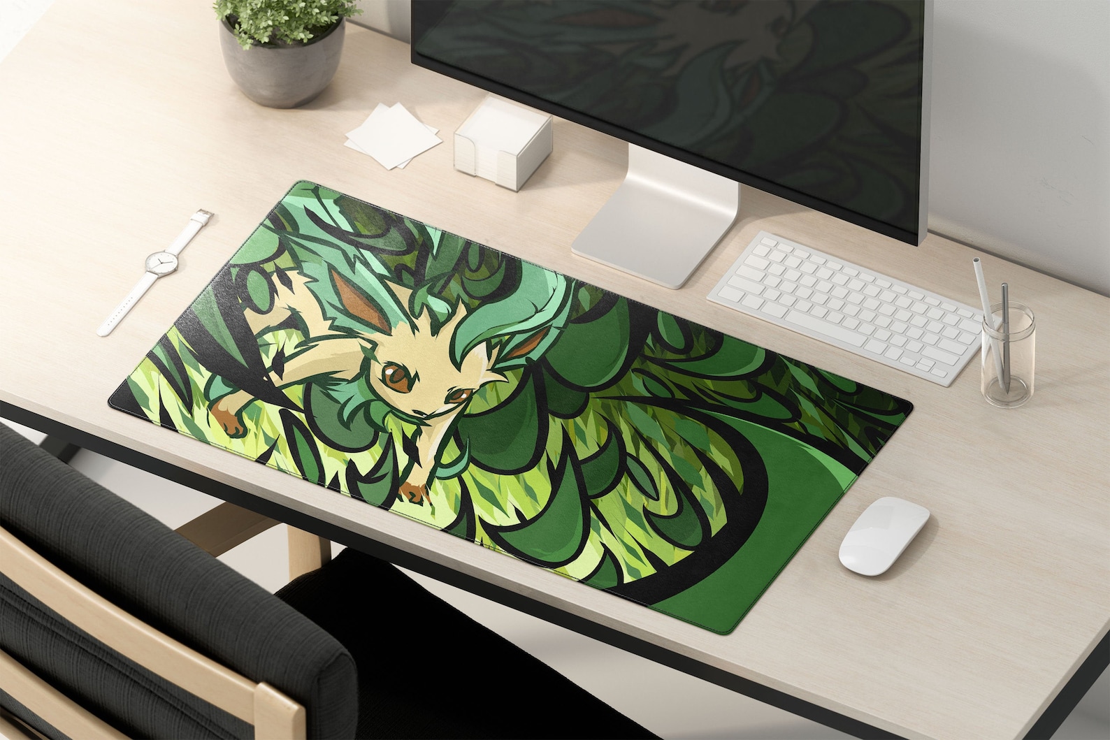Leafeon Desk Mat Leafeon Large Gaming Mouse Pad Leafeon - Etsy
