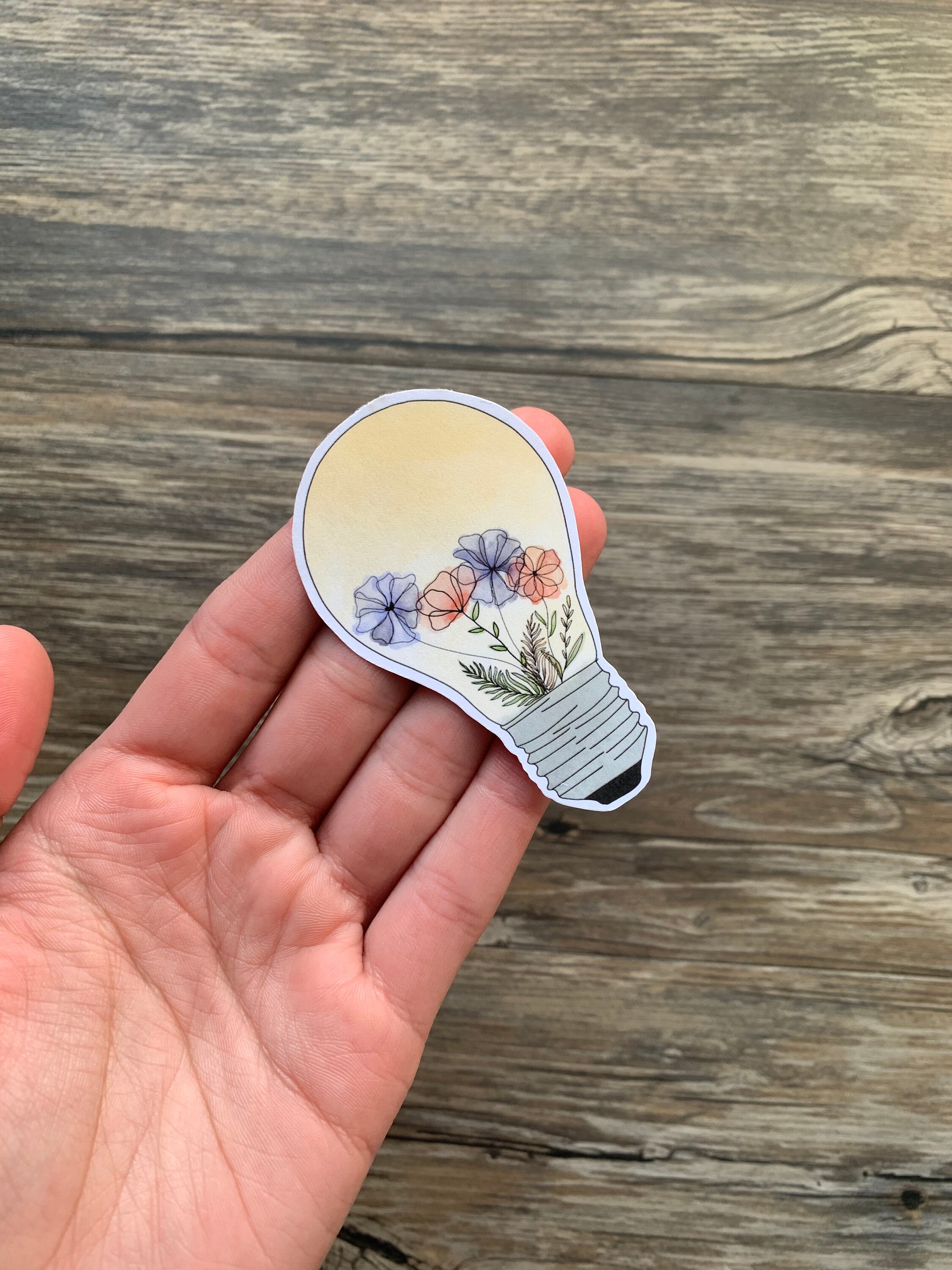 Bright Idea Lightbulb Sticker Floral Positive Thoughts - Etsy
