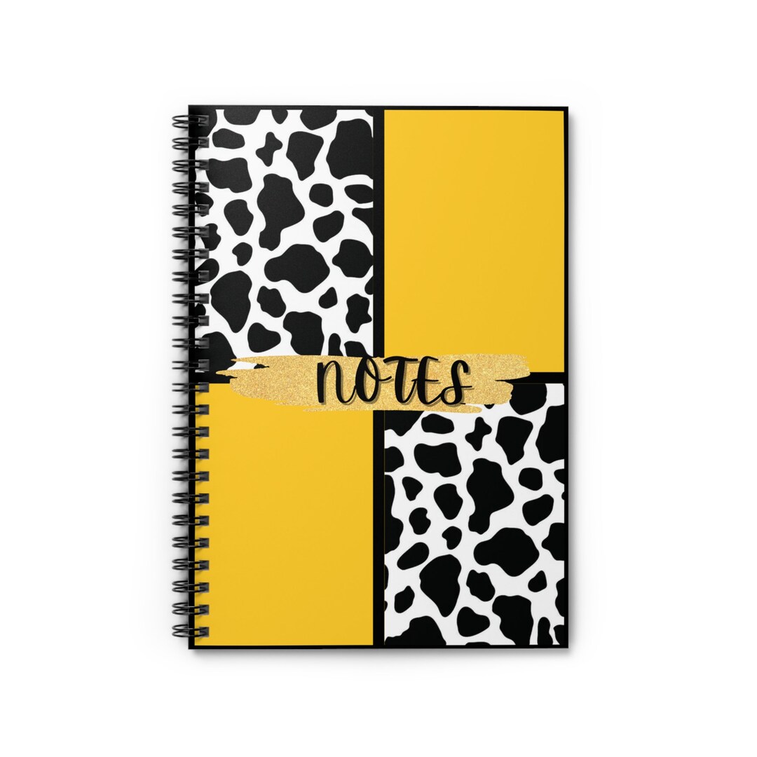 Spiral Notebook - Yellow Cow Print - Etsy