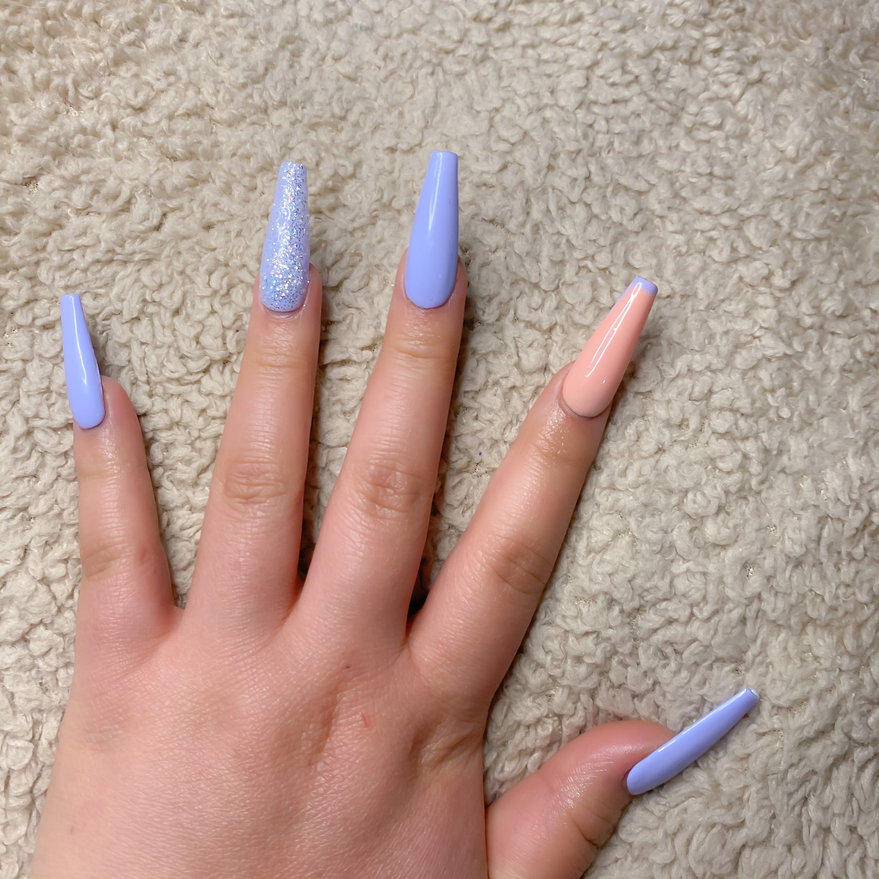 Blue nails glitter nails lines periwinkle nails Blue Glitz | Etsy