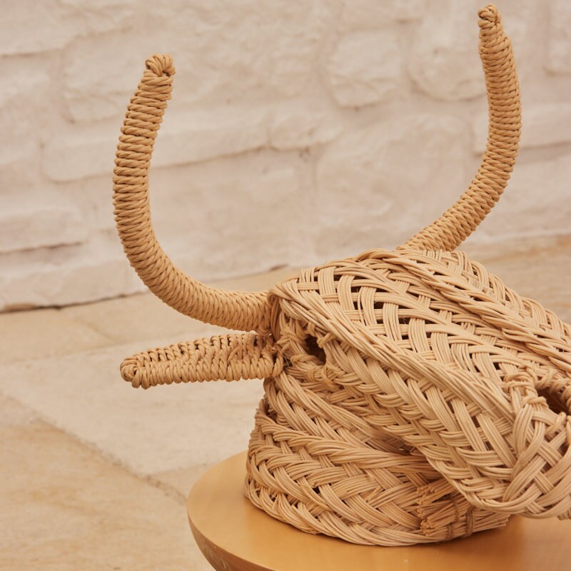 Natural Rattan Wicker Buffalo Head Wall Decoration Animal - Etsy