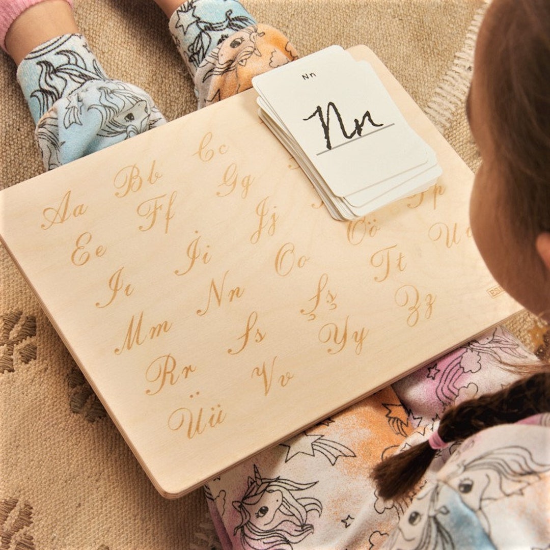 Wooden Alphabet Montessori Board and Tabletop Reference Chart, Classic ...