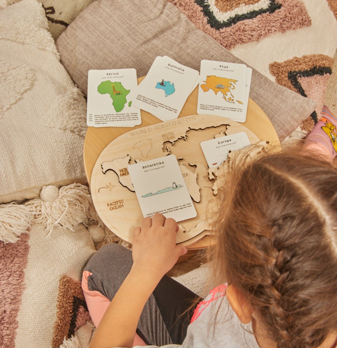 Continents of the World Learning Cards, Montessori Preschool ...
