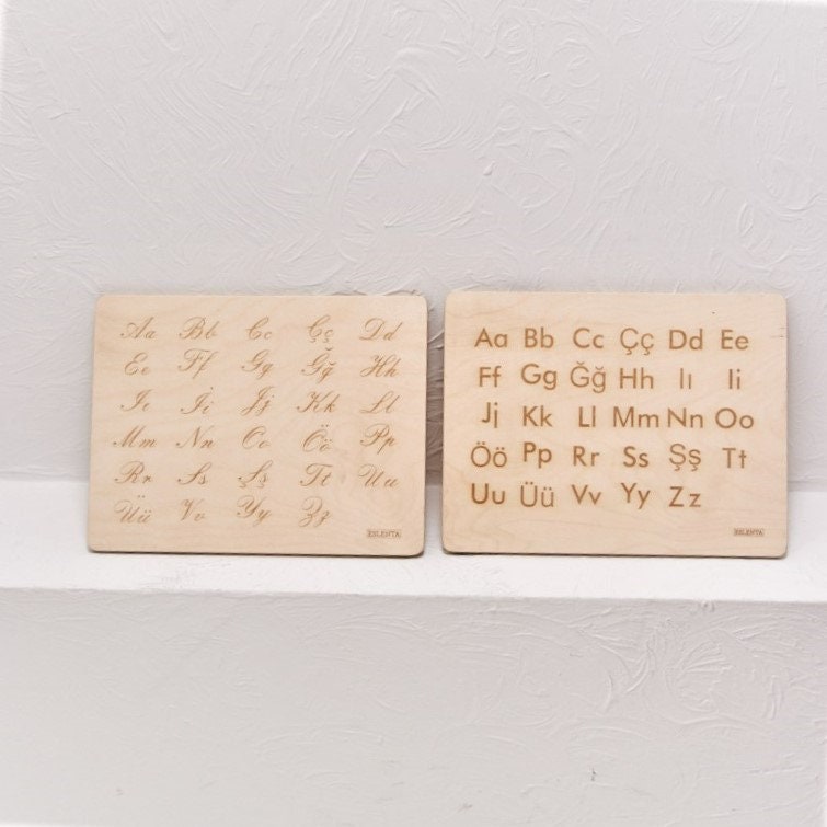 Wooden Alphabet and Handwriting Learning Set, Turkish Learning Board ...
