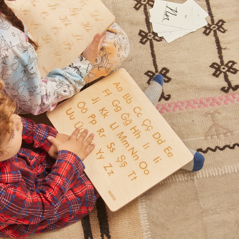 Wooden Alphabet and Handwriting Learning Set, Turkish Learning Board ...