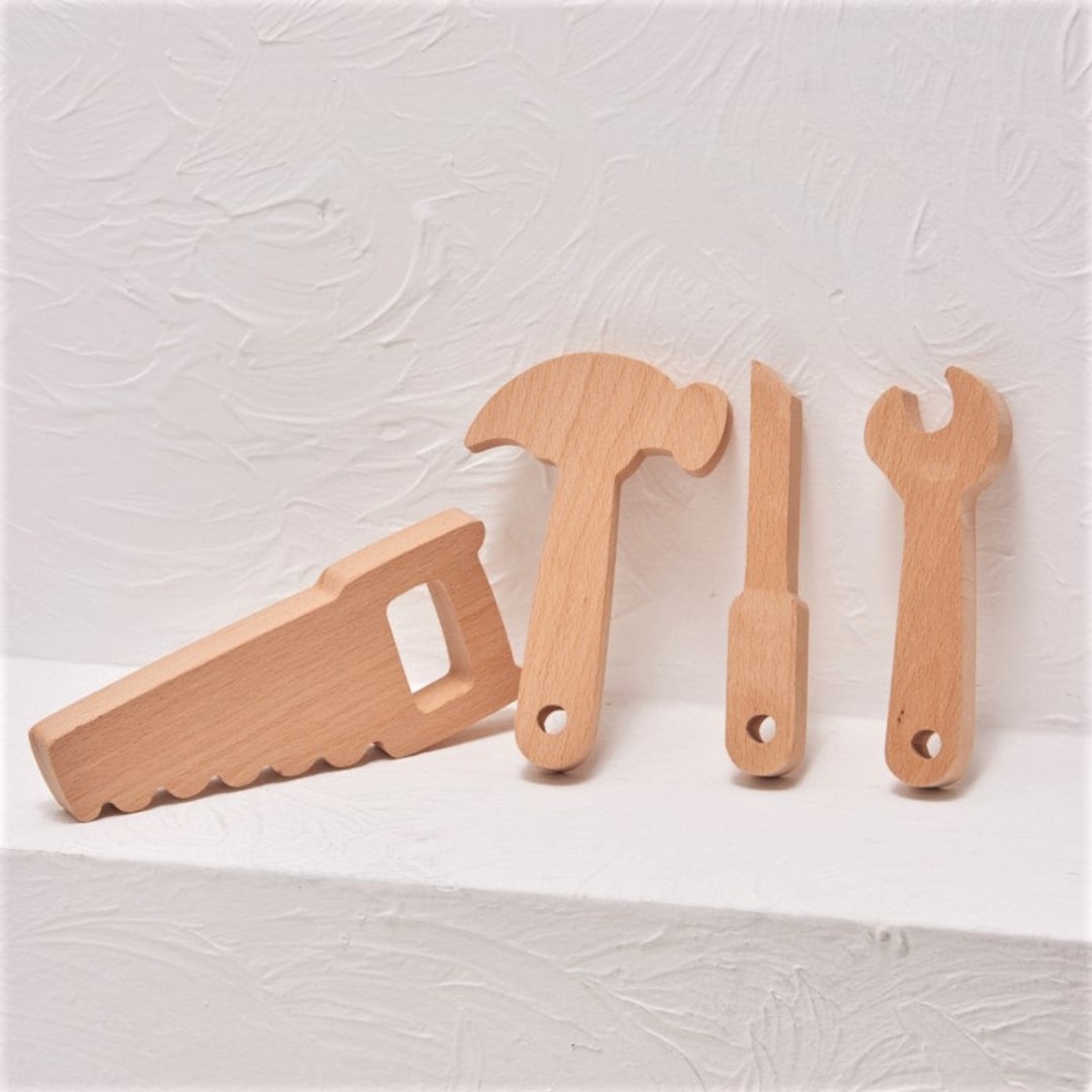 Wooden Toy Tool Kit, Skills Based Toys, Wooden Tools for Kids, Wooden ...