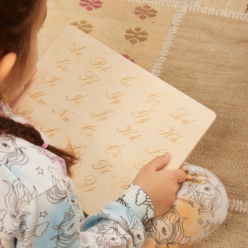 Wooden Alphabet Montessori Board and Tabletop Reference Chart, Classic ...