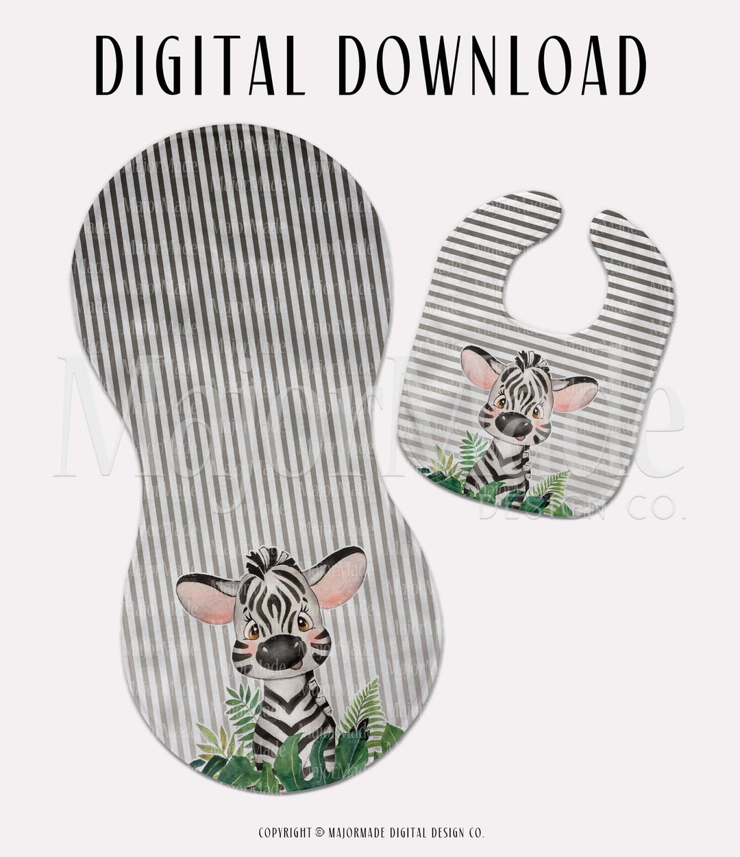 Safari Zebra Bib and Burp-cloth Design | PNG | Sublimation Design ...