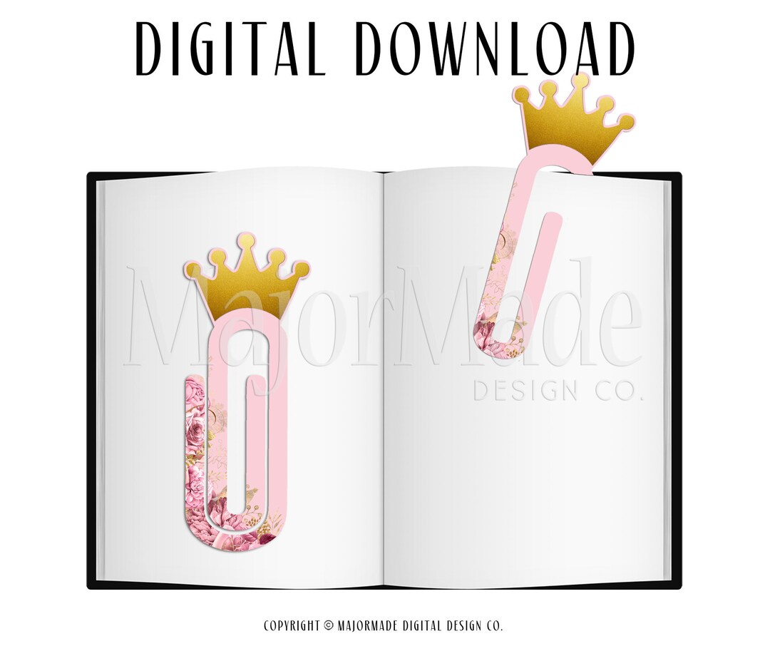 Crown Bookmark Design PNG Sublimation Design Digital Download Butterfly ...