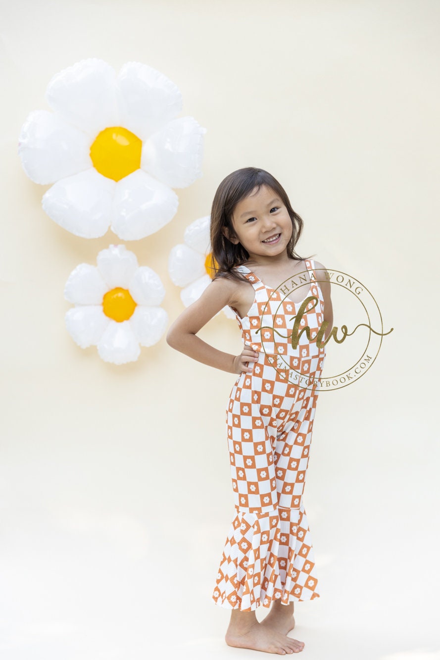 Retro 70s Baby Girl Bell Bottom Floral Jumpsuit/ Toddler Bell Bottoms ...