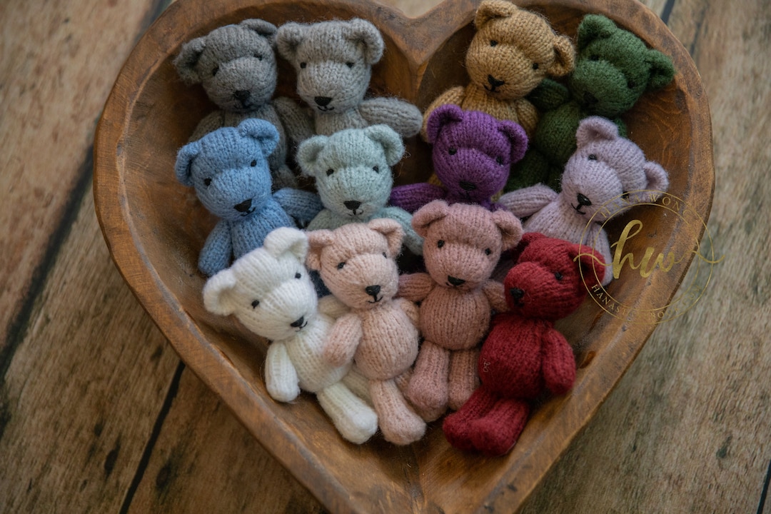 Handmade Knitted Newborn Photo Prop Set/ Knitted Toy Bear/ Knitted Baby ...