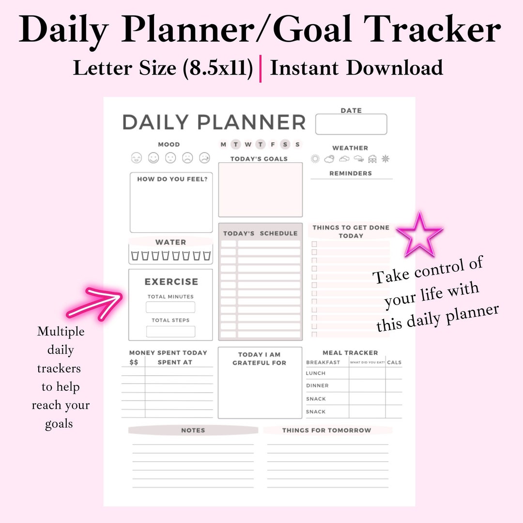Daily Planner/goal Tracker/pdf/printable Planner/digital Download/daily ...