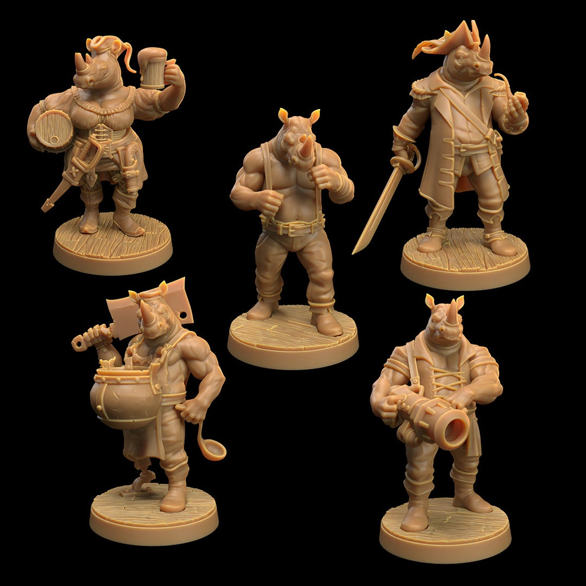 Giff Loxodon Rhino Pirates D&D Miniature Spelljammer Pirate - Etsy