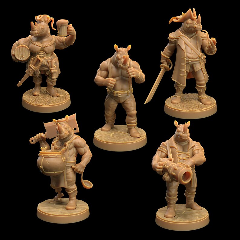 Giff Loxodon Rhino Pirates D&D Miniature Spelljammer Pirate - Etsy