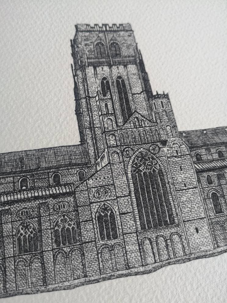 Durham Cathedral - Hand Drawn Print Ink Art - Etsy