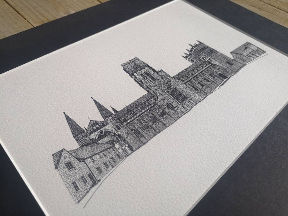 Durham Cathedral - Hand Drawn Print Ink Art - Etsy
