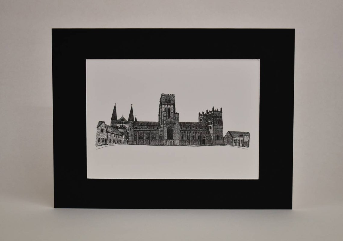 Durham Cathedral Hand Drawn Print Ink Art | Etsy
