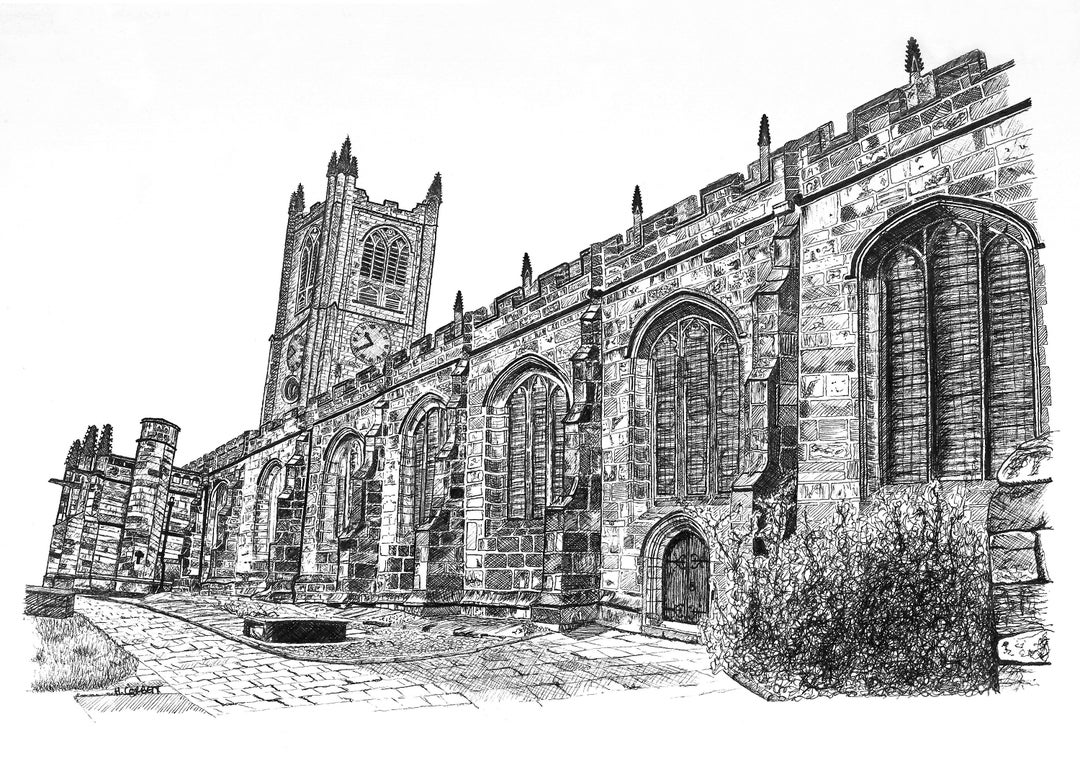 Lancaster Priory Print, Hand Drawn Image, Pen and Ink Artwork - Etsy