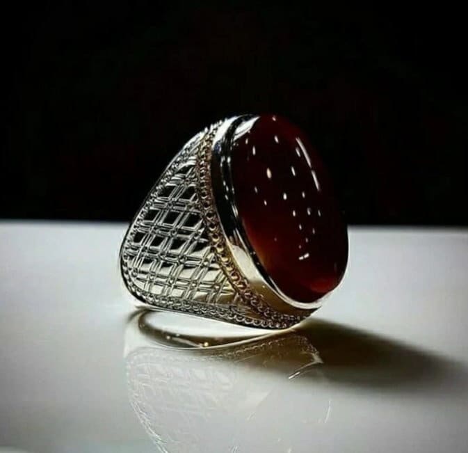 Natural Aqeeq Rings Yemeni Aqeeq Carnelian Agate Rings Silver 925 Ring ...