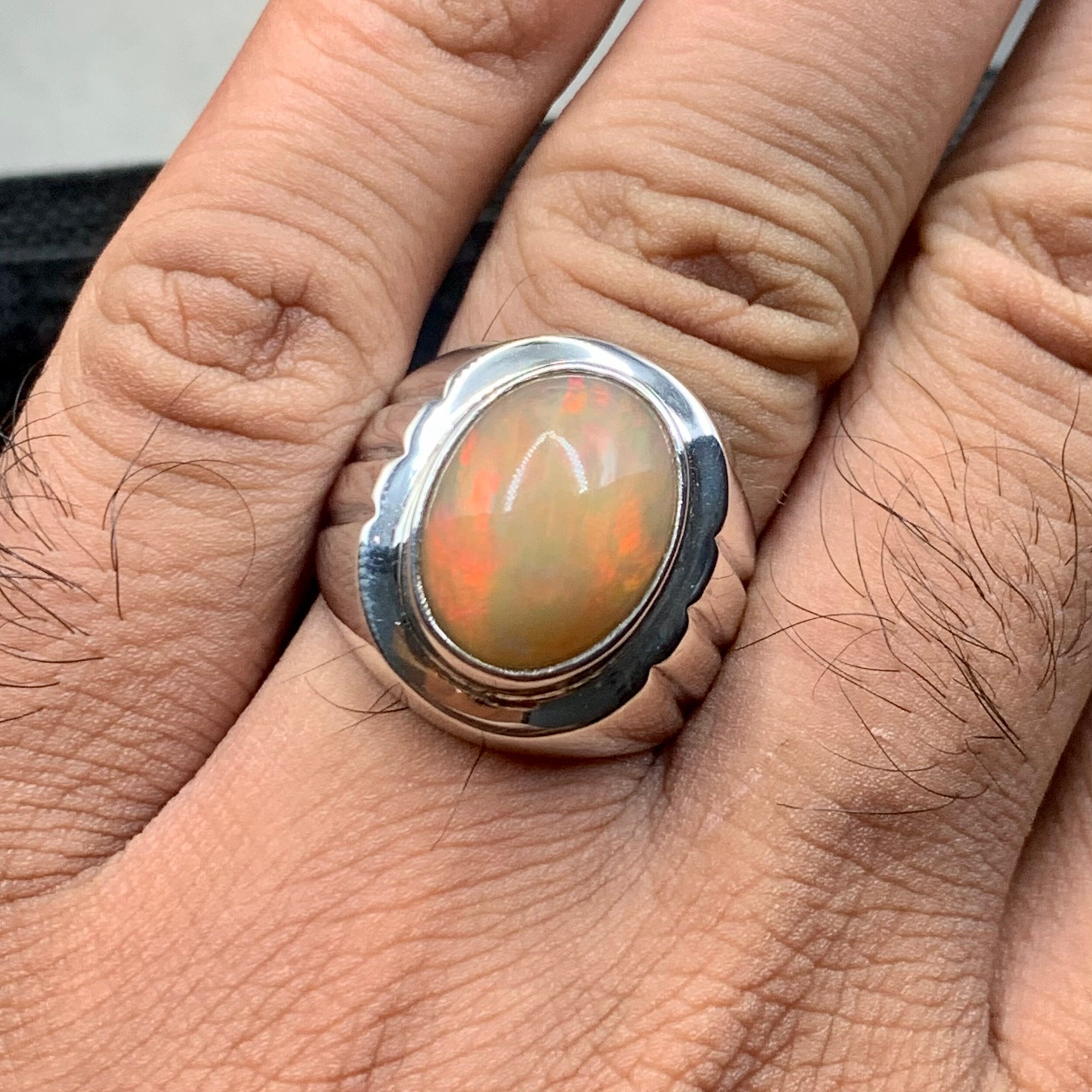 Opal Rings for Men, Australian Opal Ring, Fire Opal Ring, 925 Sterling ...