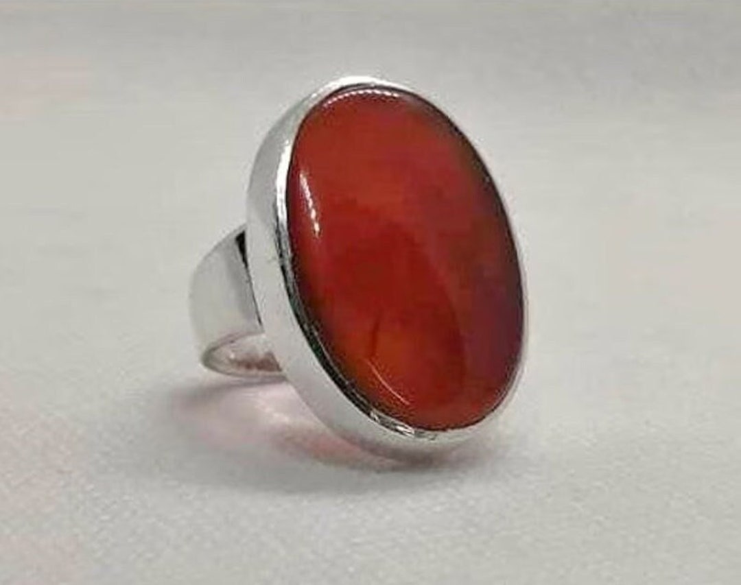 Blood Red Aqeeq Ring, Yemeni Aqeeq Ring for Men, Carnelian Ring, 925 ...