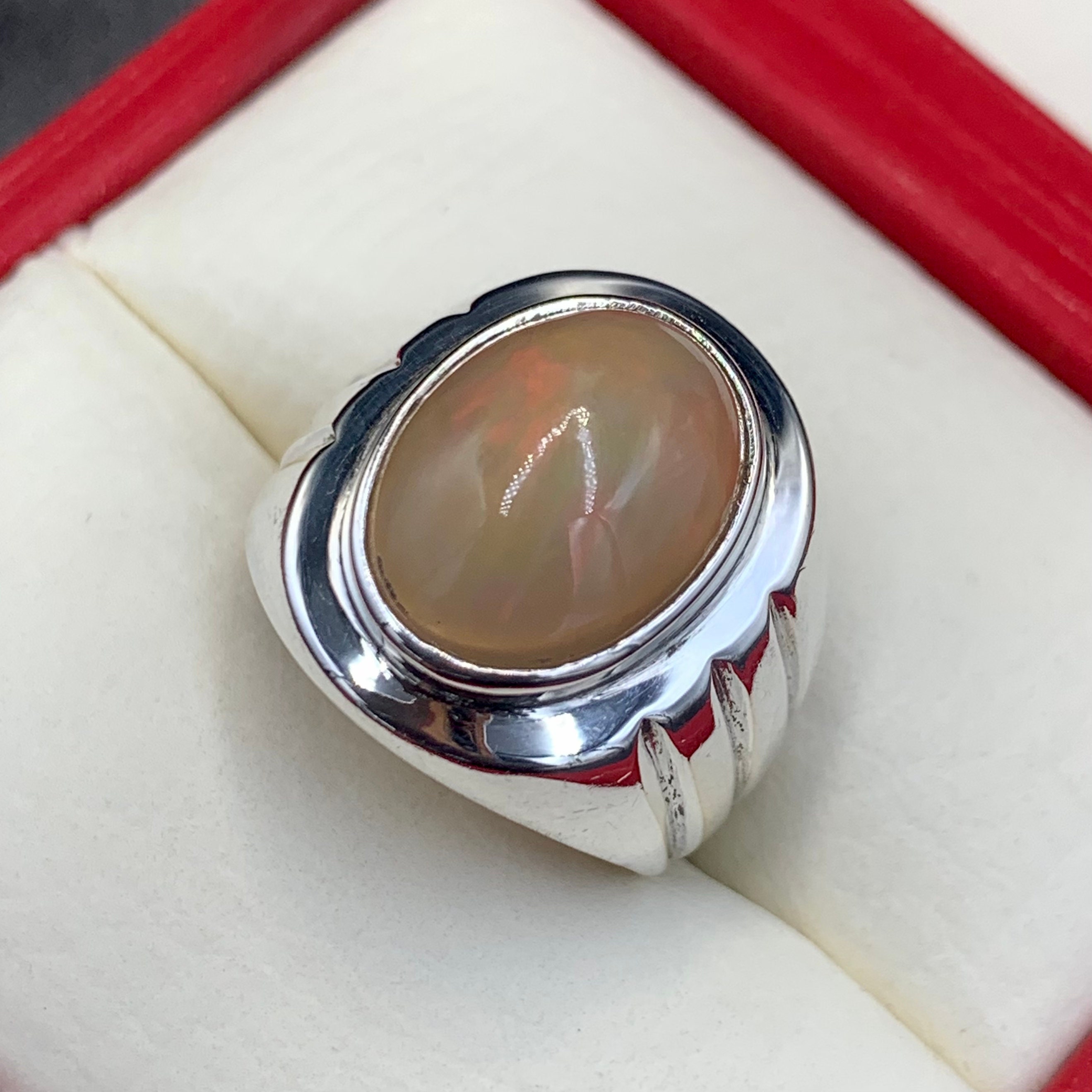 Opal Rings for Men, Australian Opal Ring, Fire Opal Ring, 925 Sterling ...