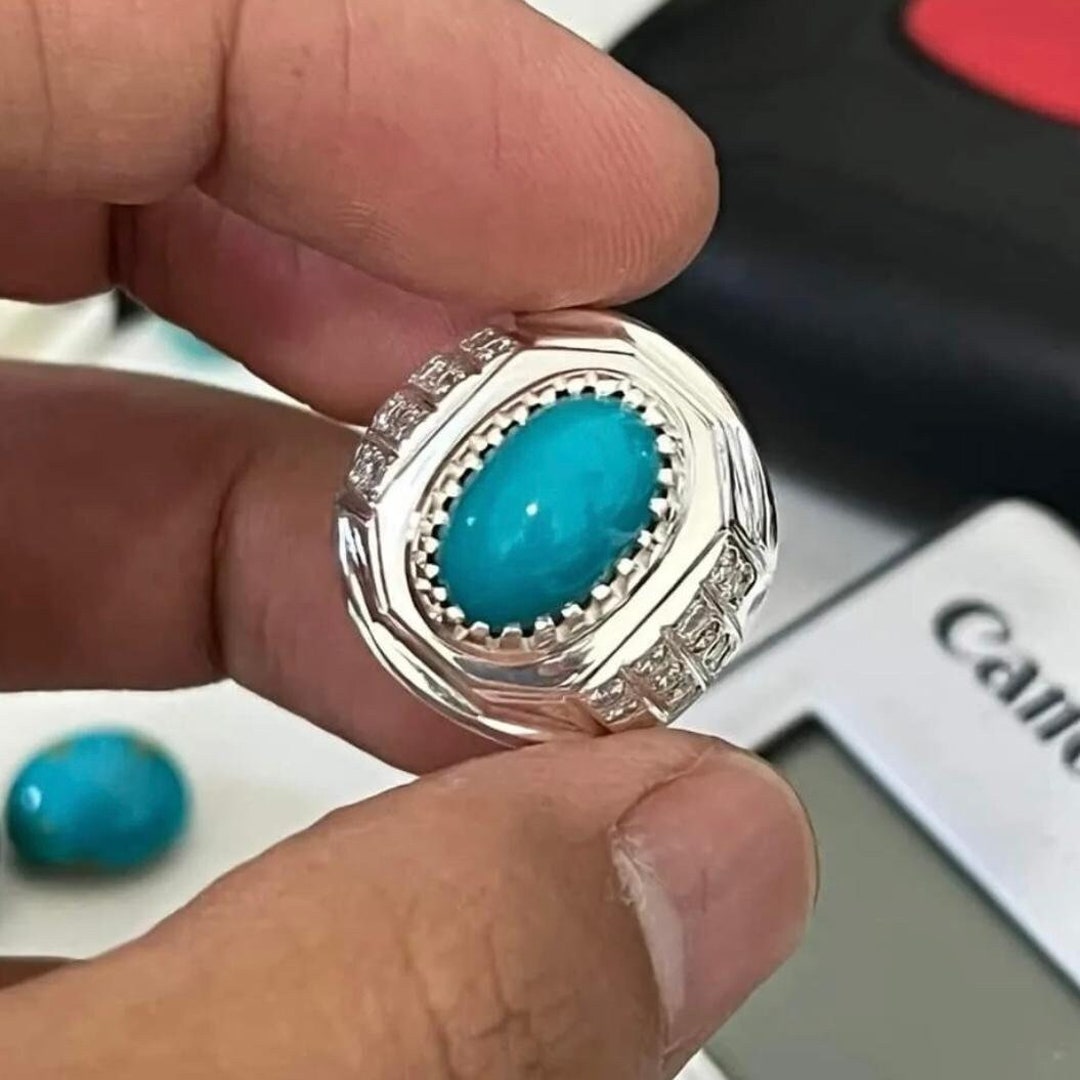 Real Feroza Rings Natural Turquoise Nishapuri Feroza Rings Shia Rings Handmade Blue Turquoise ...