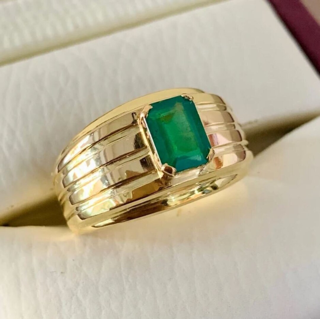 Man Emerald Rings 14k Gold Rings Natural Emerald Engagement Rings ...