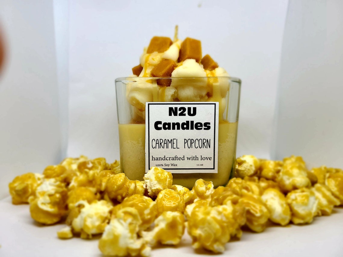 Caramel Popcorn Soy Wax Candles Popcorn Candles Elegant - Etsy
